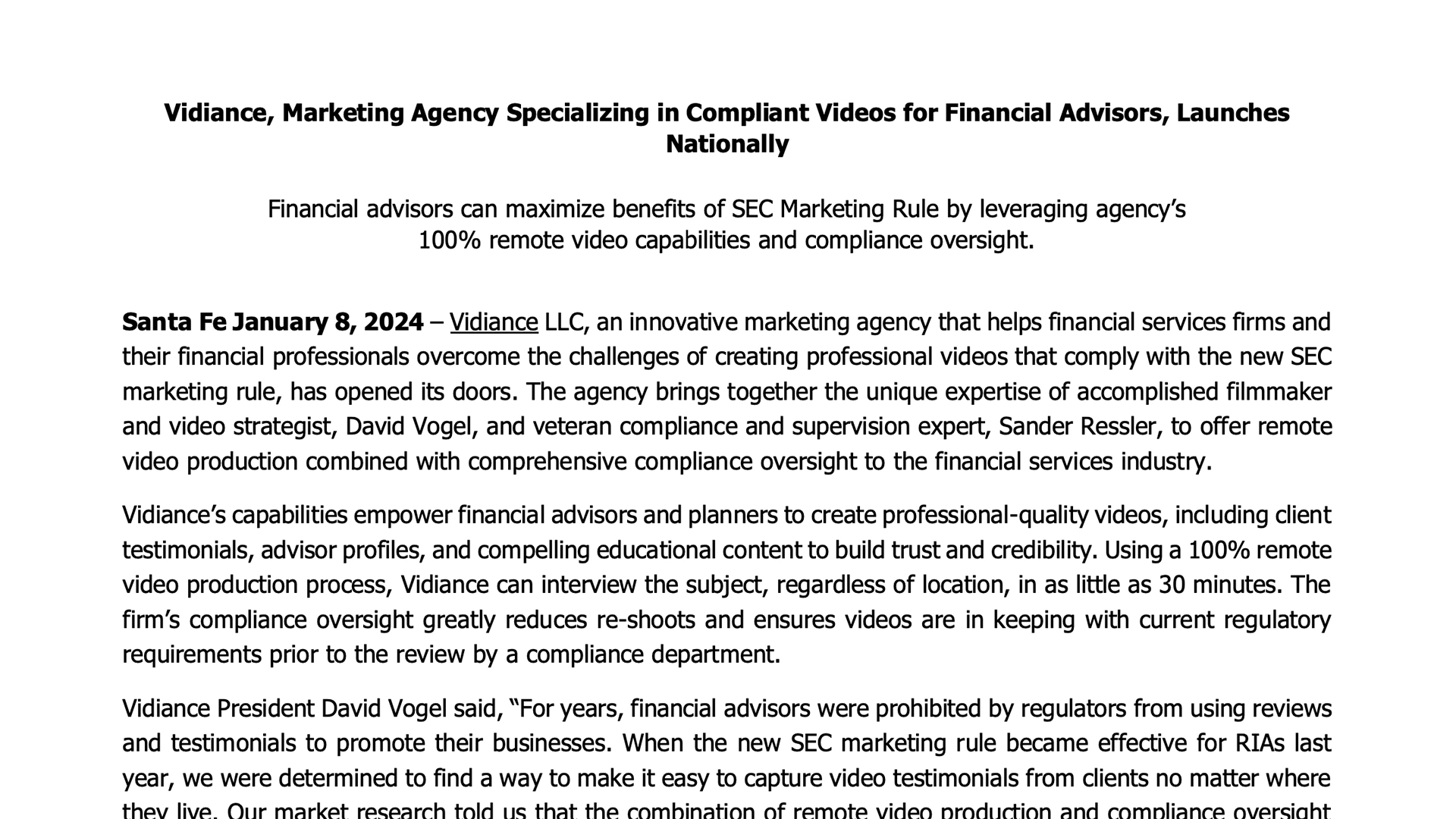 In The News - Vidiance